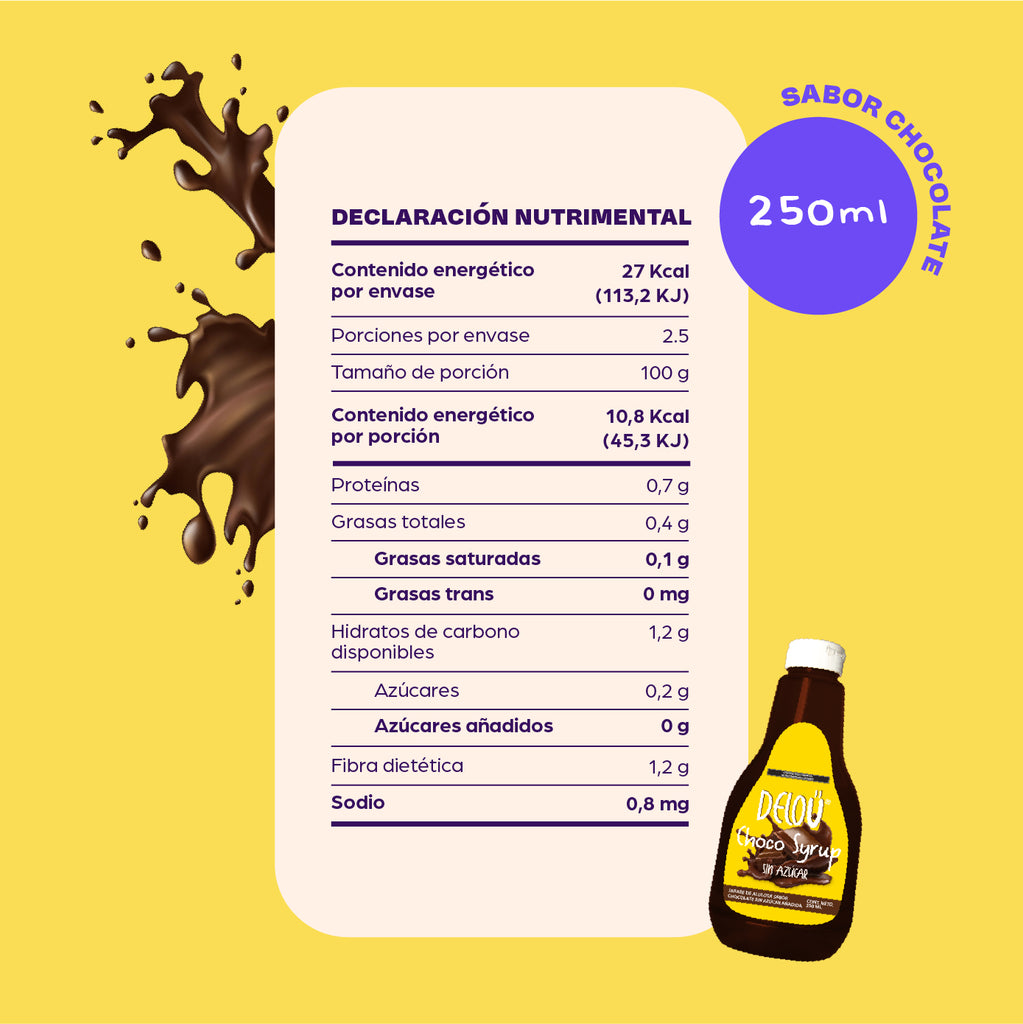 Choco Syrup Deloü | Jarabe de Chocolate Sin Azúcar (250 ml.)