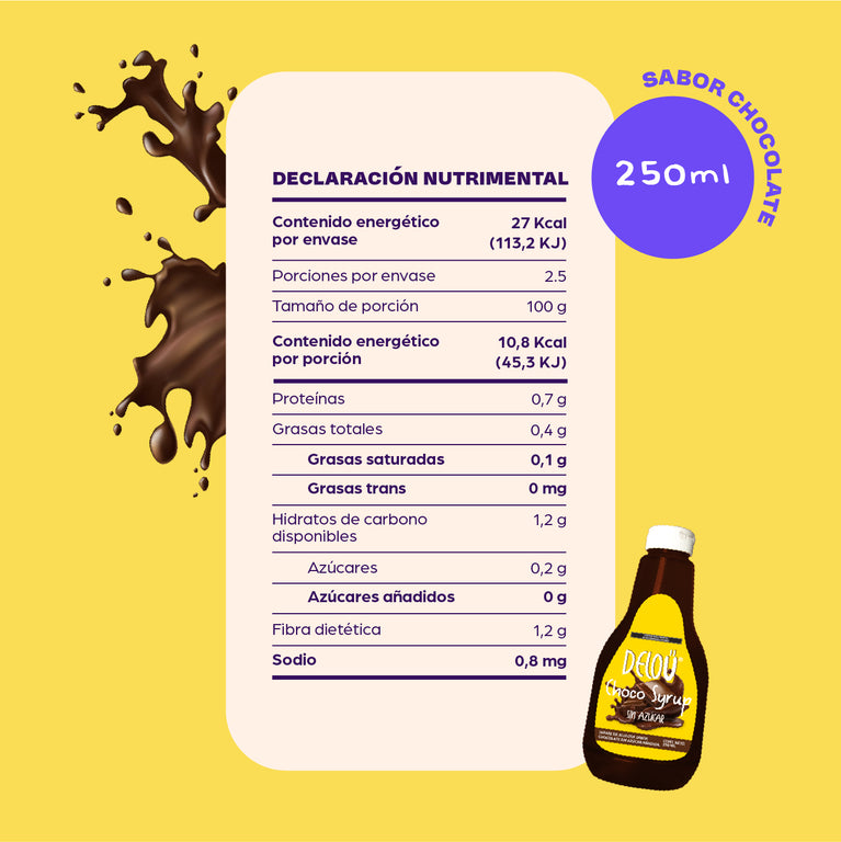 Choco Syrup Deloü | Jarabe de Chocolate Sin Azúcar (250 ml.)
